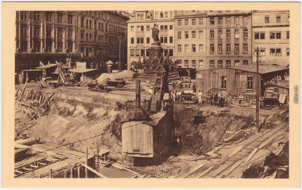 Bau der Untergrundmessehalle - Bagger - Markt :: Zentrum-Leipzig ...