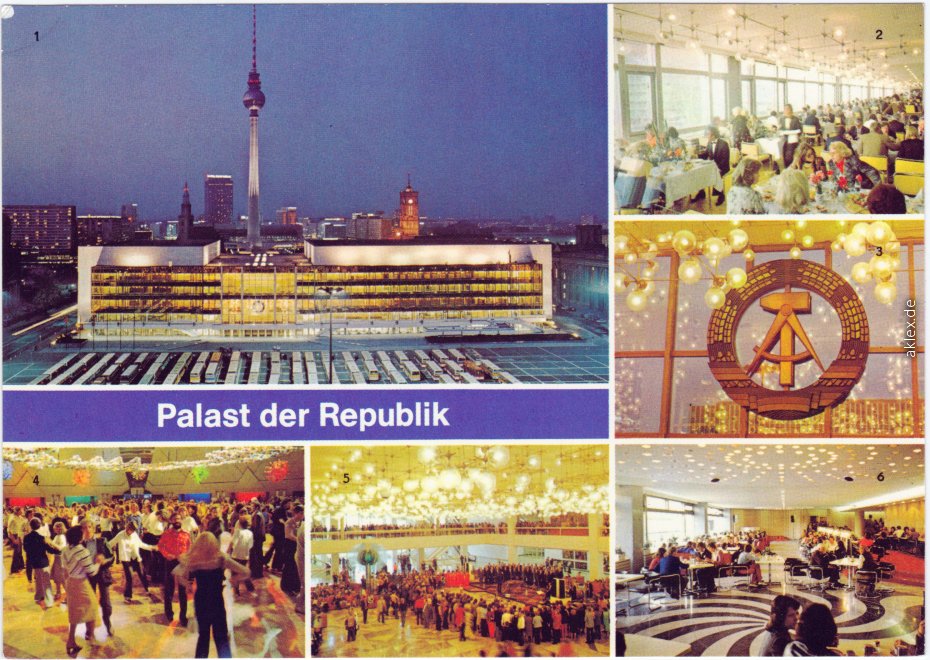 1. Palast der Republik 2. Palastrestaurant 3. DDR Emblem 4. Großer Saal ...