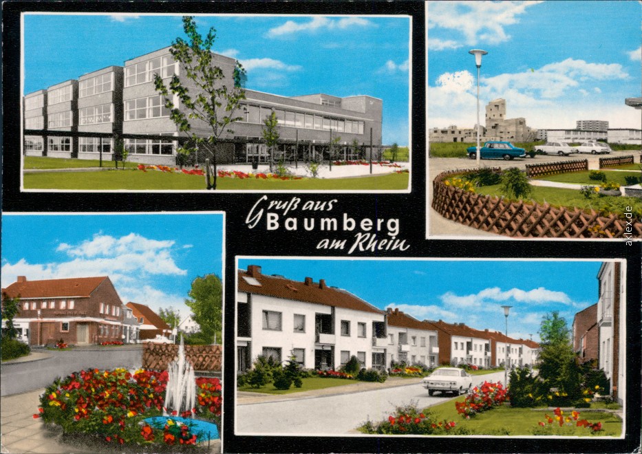 Blick auf Schule und Wohnsiedlung mit parkenden Pkw's :: Baumberg (am ...