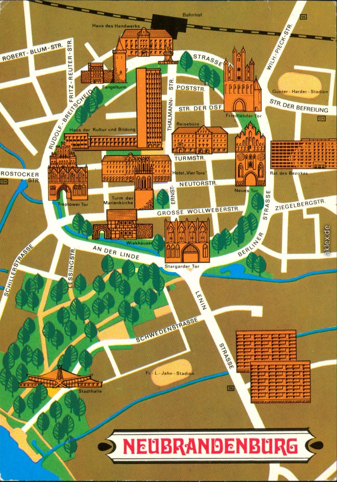 Landkarte - Stadtplan :: Neubrandenburg :: Ansichtskarten-Lexikon