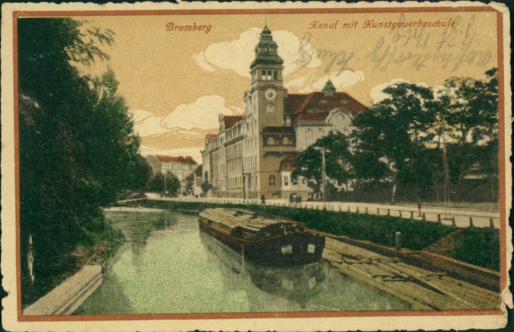 Kanal mit Kunstgewerbeschule - Steindruck :: Bromberg :: Ansichtskarten ...