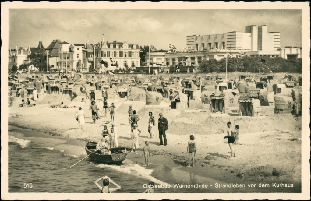 Strand Strandleben vor Kurhaus, viele Badegäste :: Warnemünde-Rostock ...