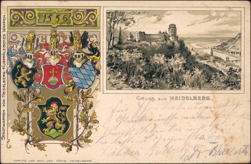 Litho AK Wappen Heraldik - Stadt :: Heidelberg :: Ansichtskarten-Lexikon