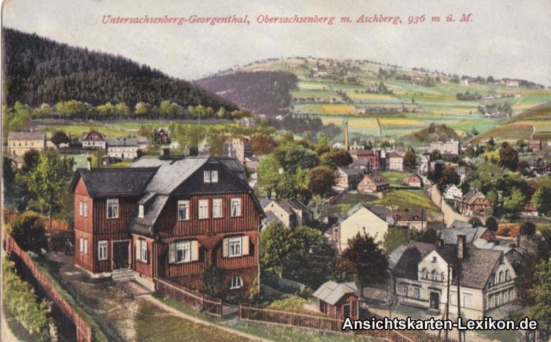 Panorama mit Aschberg :: Sachsenberg-Georgenthal-Klingenthal :: Ansichtskarten-Lexikon