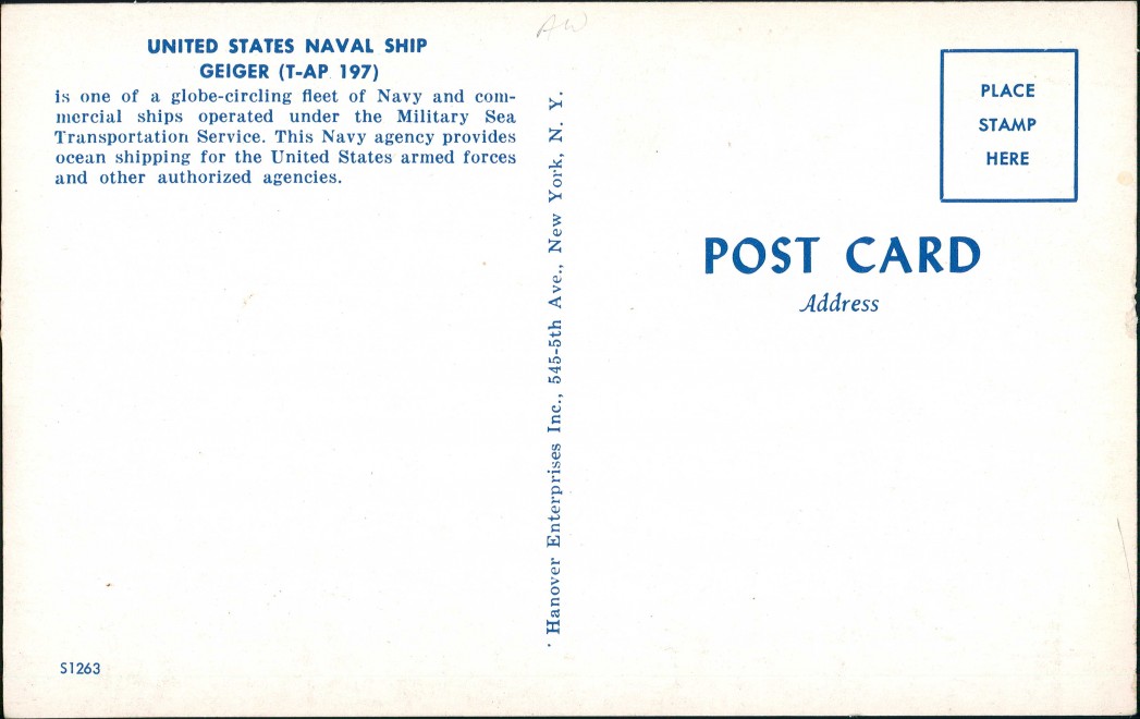 Marine Schiff US NAVAL SHIP GEIGER (T-AP 197) Schiffsfoto-AK :: .USA ...