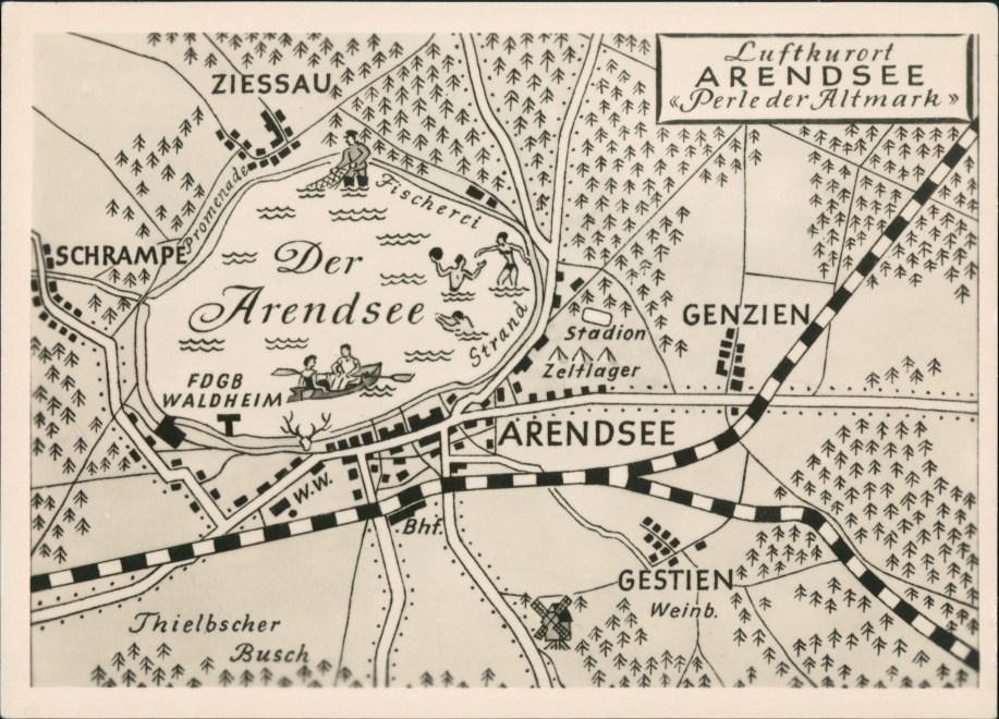 Arendsee Umgebungskarte div. Orte, ua. Genzien, Gestien, Ziessau ...