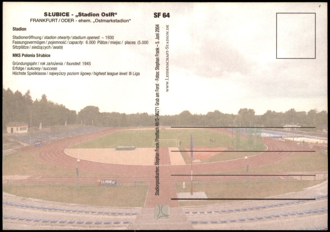 SŁUBICE STADION OSIR Fussball Football Soccer Stadium :: Slubice ...
