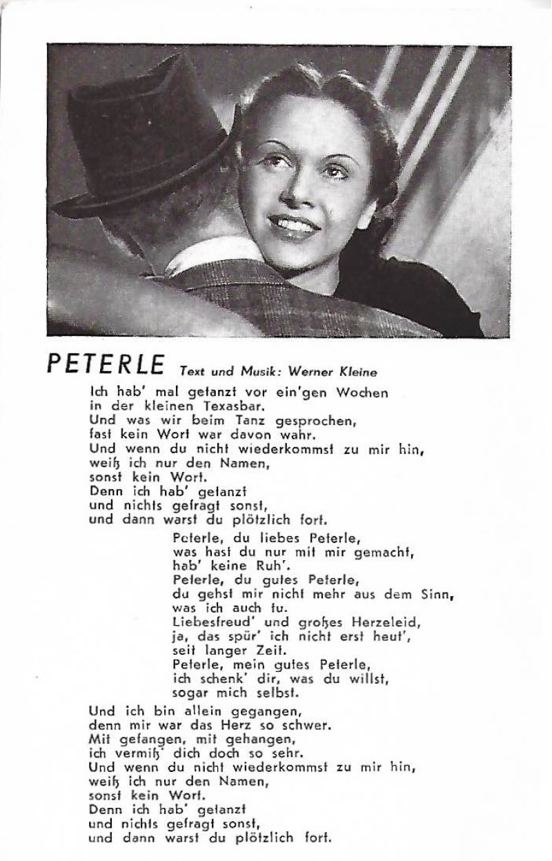 Liedkarte: Peterle (Werner Kleine) :: :: Ansichtskarten-Lexikon