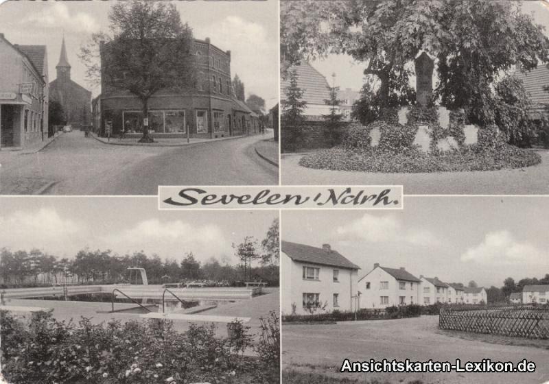 Straßenpartie, Denkmal, Schwimmbad und Siedlung :: Sevelen-Issum ...