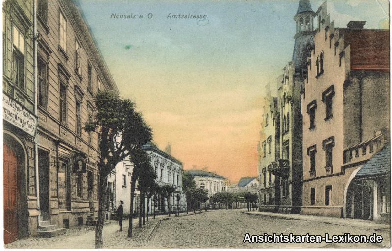 Amtsstrasse mit Möbeltischlerei Krägefsky :: Neusalz :: Ansichtskarten ...