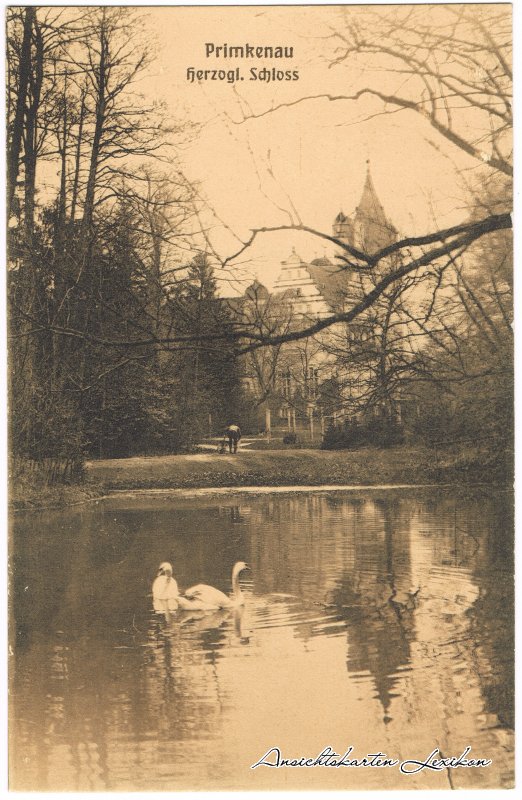 herzogl. Schloss und Schlossteich :: Primkenau :: Ansichtskarten-Lexikon
